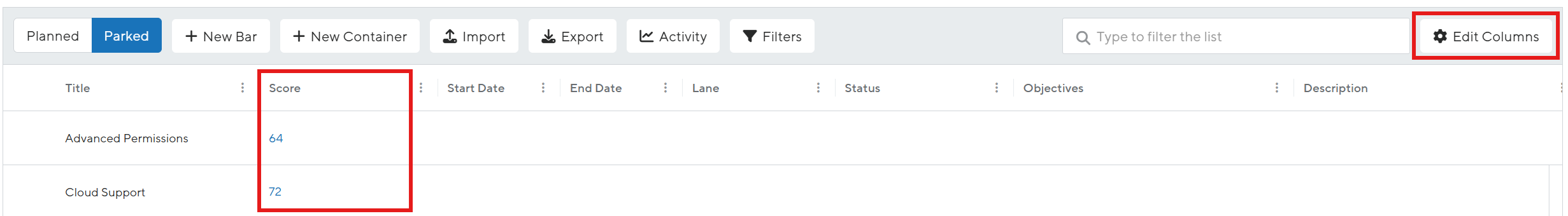 Prioritizing in ProductPlan