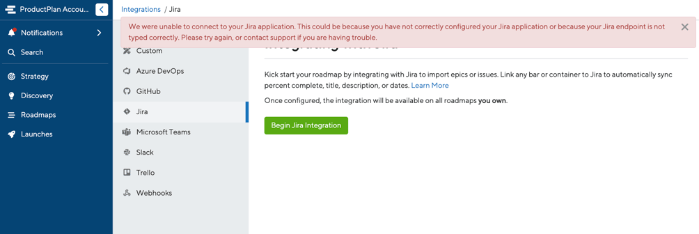 Jira Integration Troubleshooting